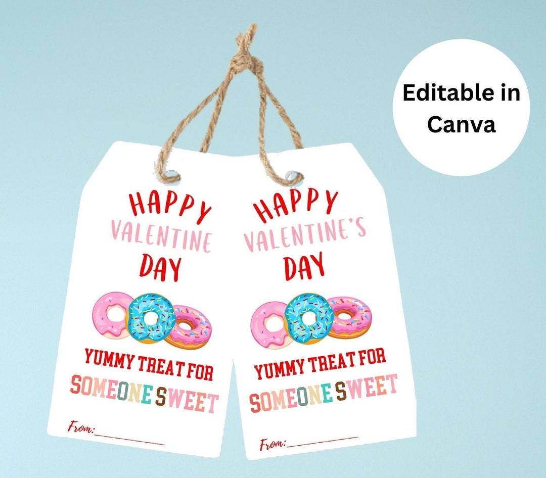 Happy Valentine's Day Treat Gift Tag, Printable Gift Tag, Classroom ...