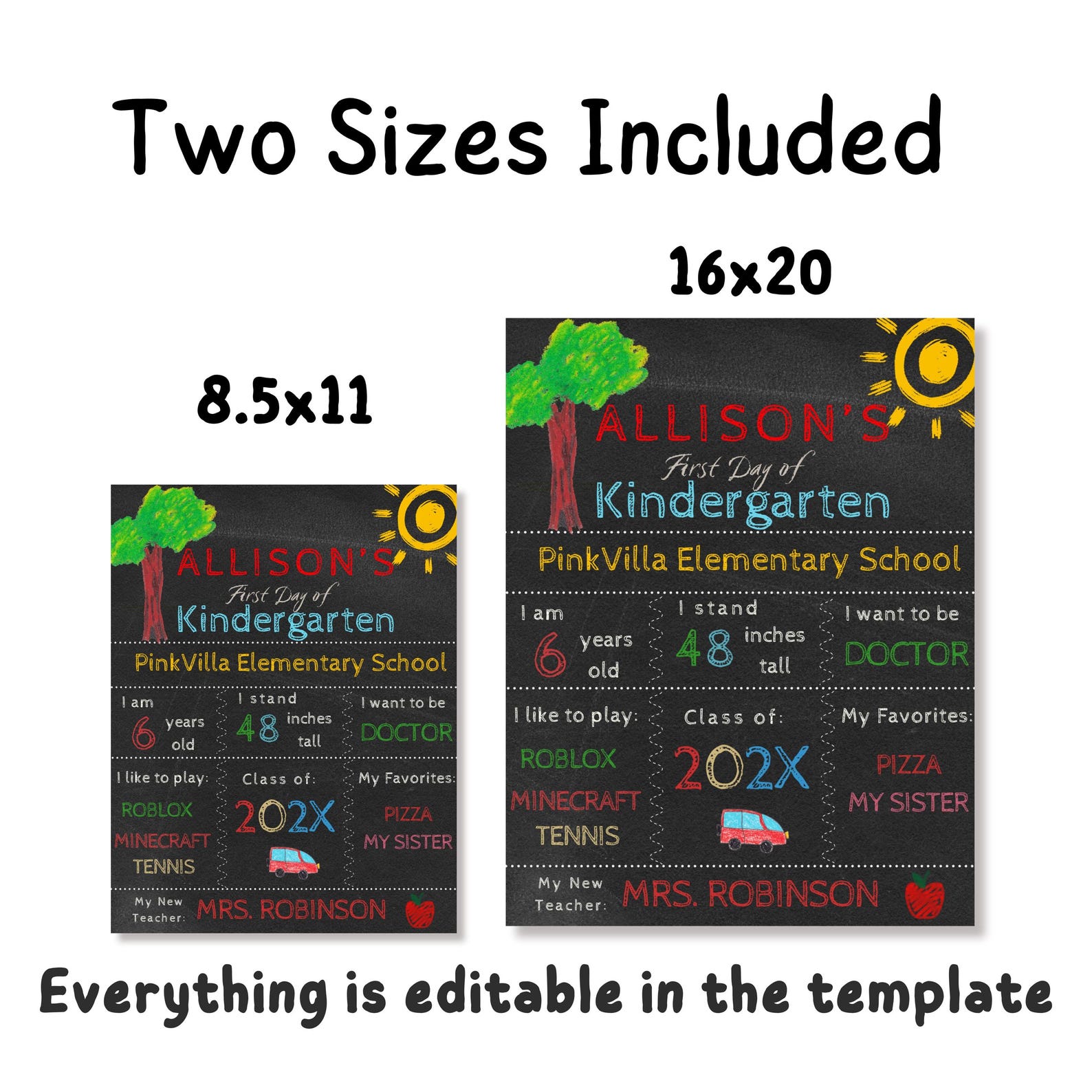 Editable First Day of School Chalkboard Sign Reusable First Day of ...