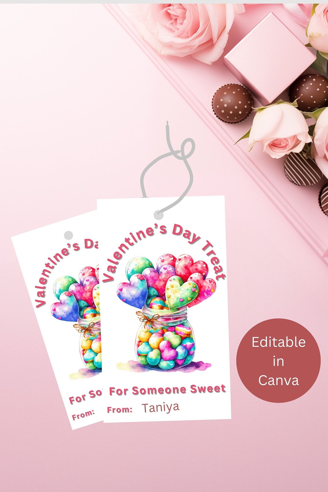 Happy Valentine's Day Gift Tag, Printable Gift Tag, Classroom Favor Tag ...
