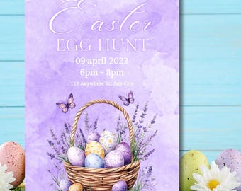 Easter Egg Hunt Invitation, Easter Bunny Party Invite, Editable Canva ...