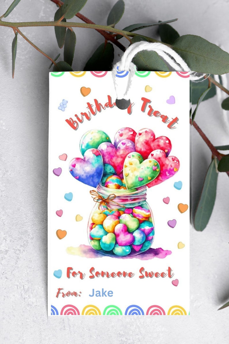 Happy Birthday Day Gift Tag, Printable Gift Tag, Goodie Bags Tags ...