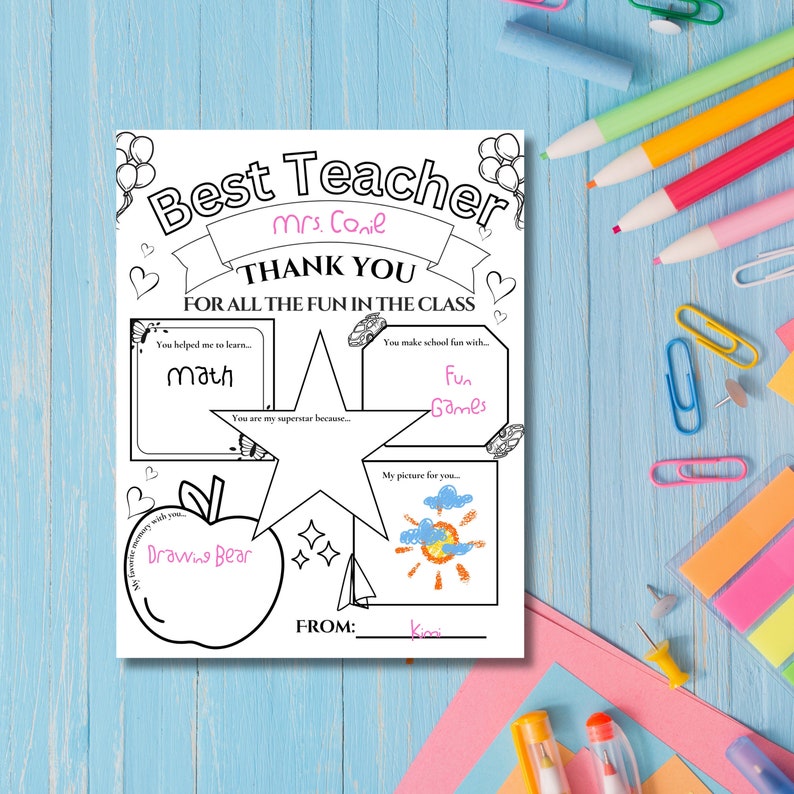 All About Teacher Printable, Teacher's Appreciation Day Questionnaire ...