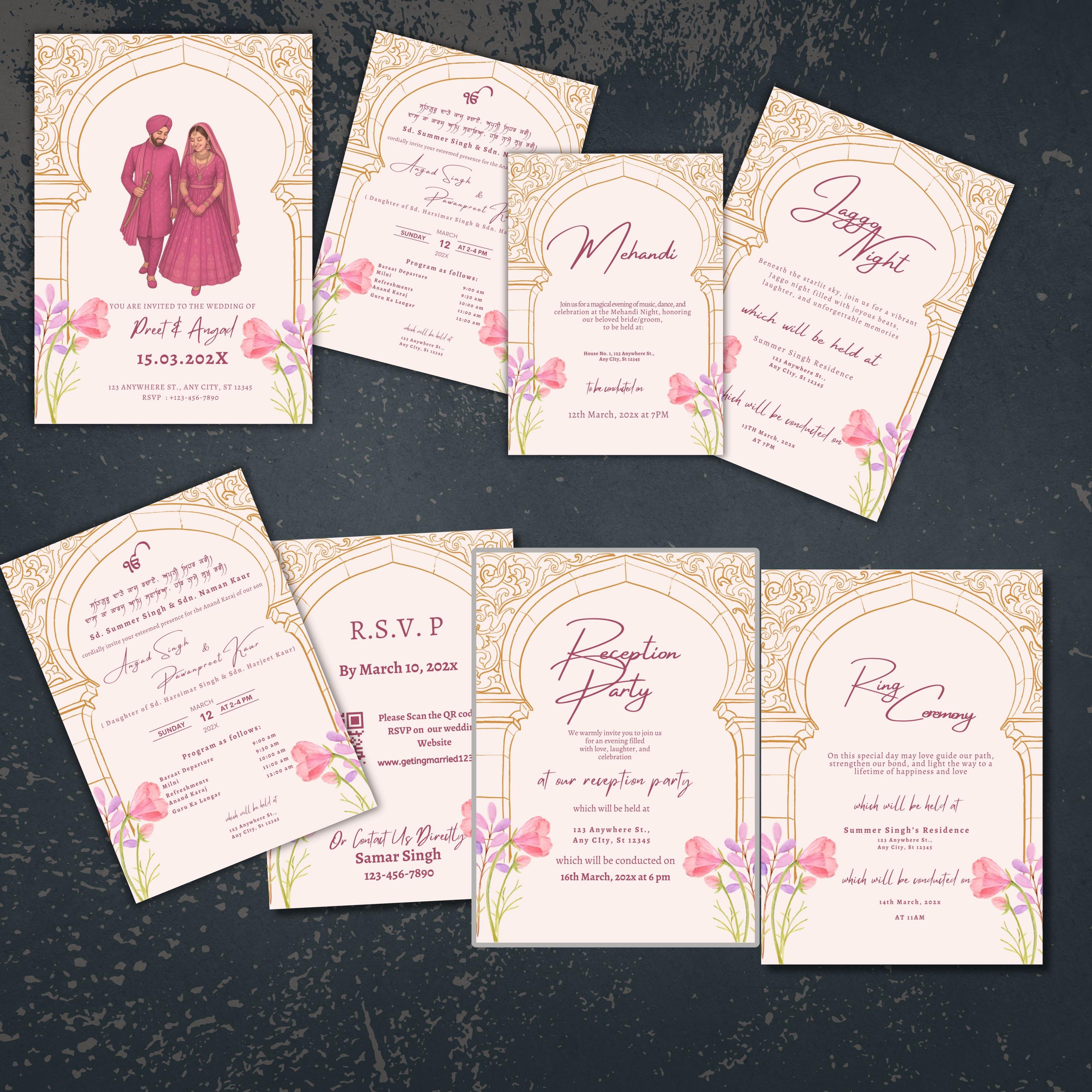 Indian Sikh Wedding Invitation, Anand Karaj, Indian Wedding Cards ...