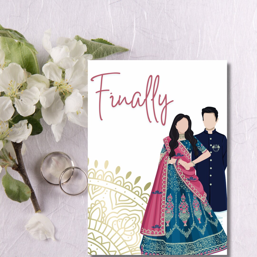 Elegant Indian Wedding Congratulations Card for Sibling or Friend Desi ...