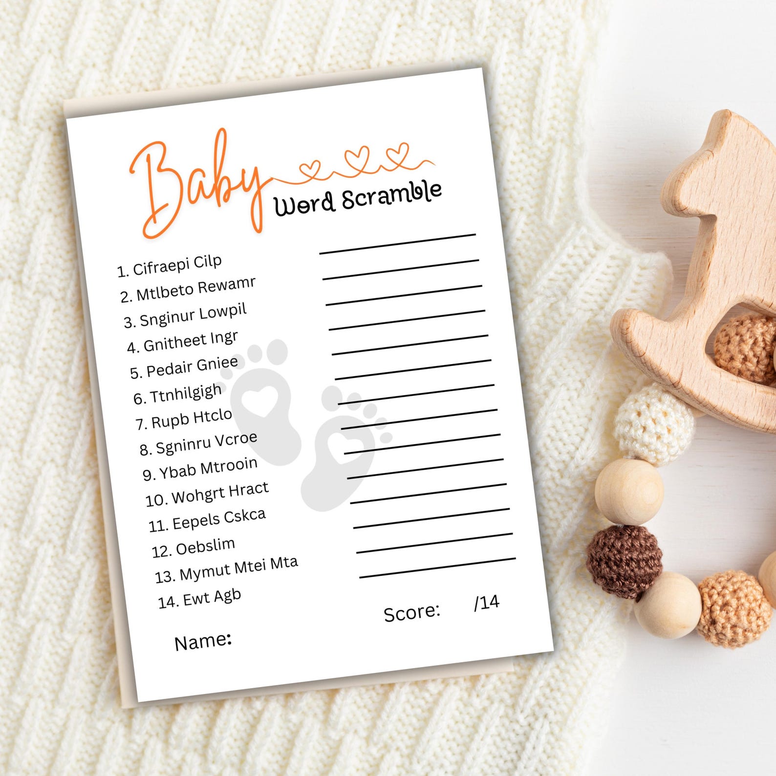 Baby Shower Word Scramble With Answer Key Games Printable Template ...