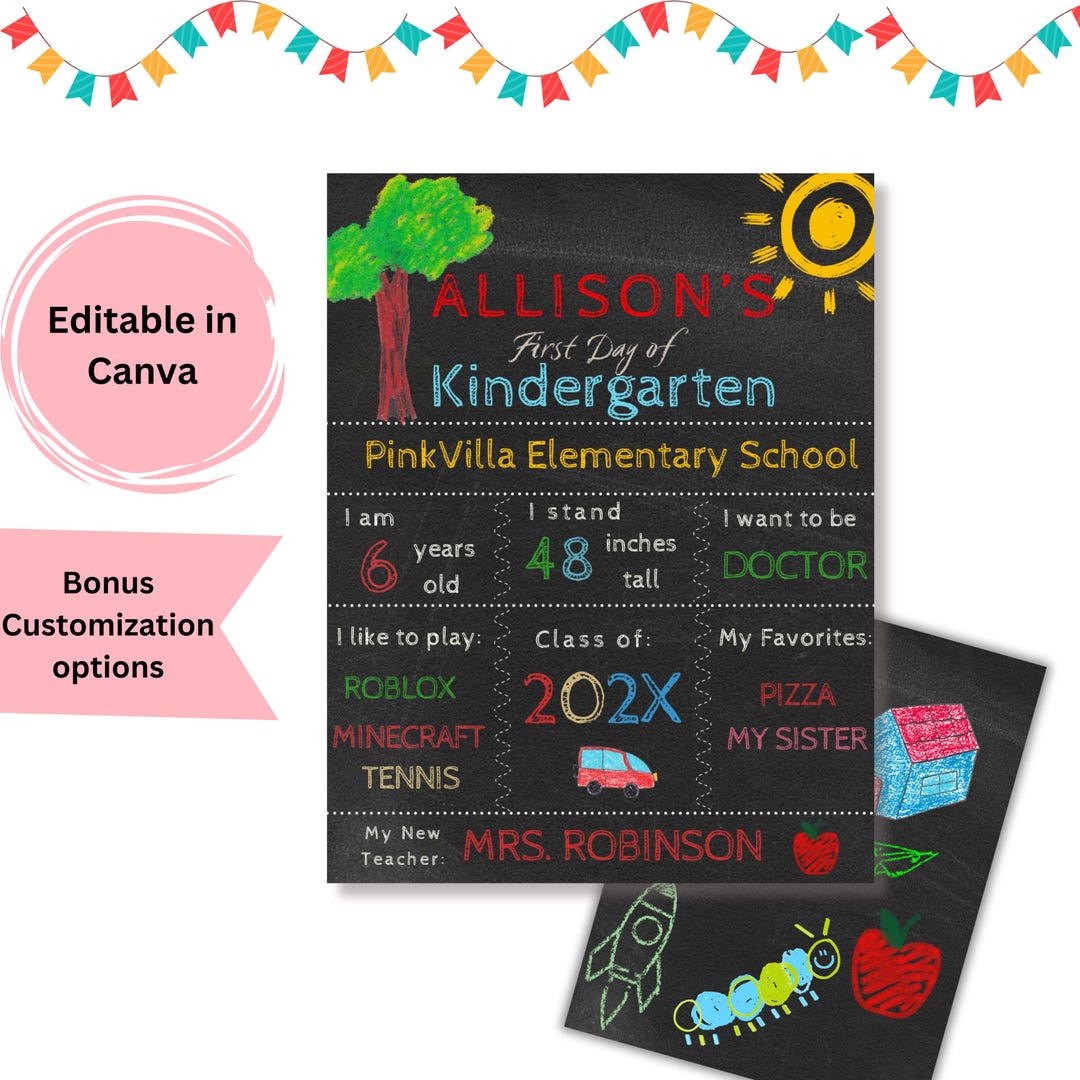 Editable First Day of School Chalkboard Sign Reusable First Day of ...