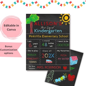 Editable First Day of School Chalkboard Sign Reusable First Day of ...