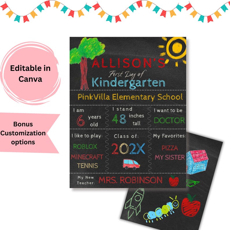 Editable First Day of School Chalkboard Sign Reusable First Day of ...