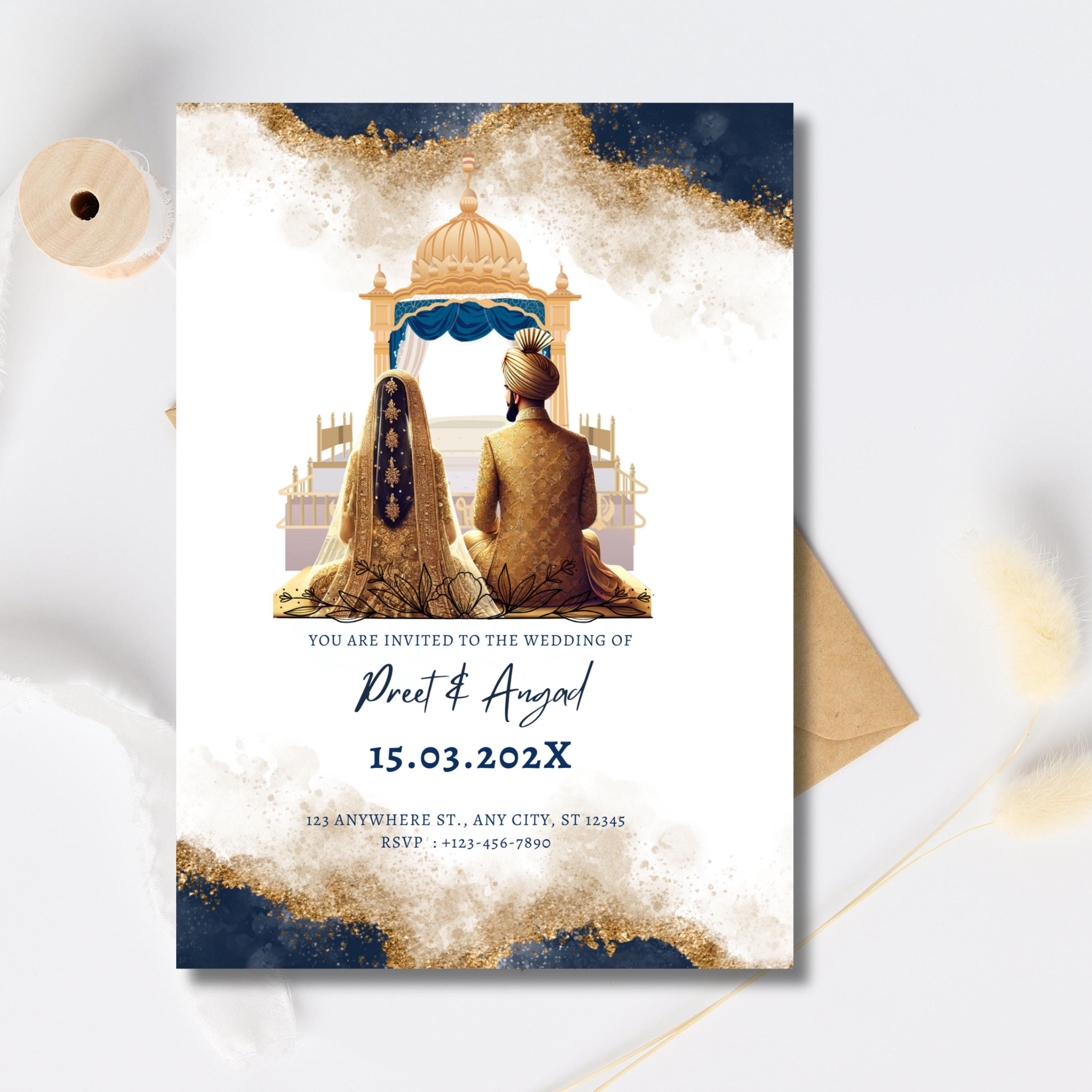 Indian Sikh Wedding Invitation, Anand Karaj, Indian Wedding Cards ...