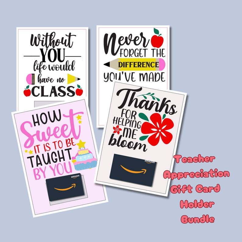 Gift Card Holder Bundle for End of the Year Thank You Card PRINTABLE ...