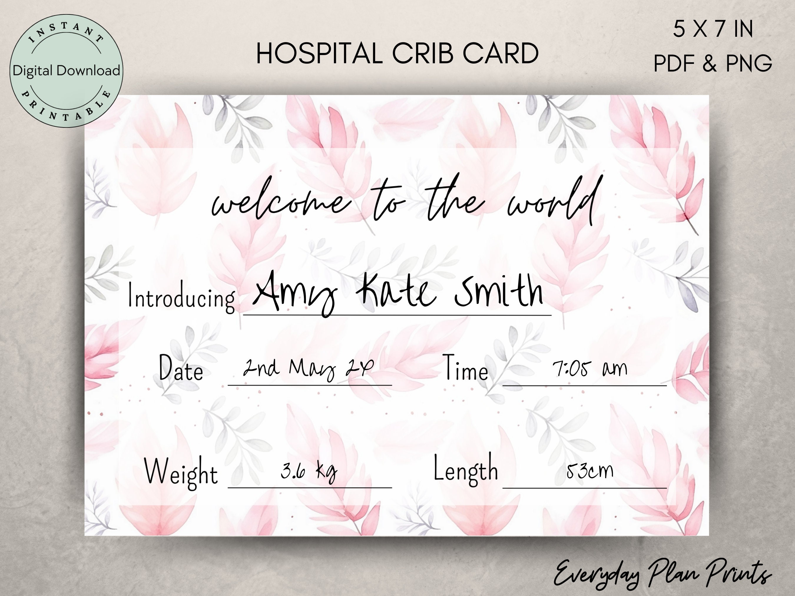 Hospital Name Sign, NICU Card Name, Name Announcement, Hospital Crib ...
