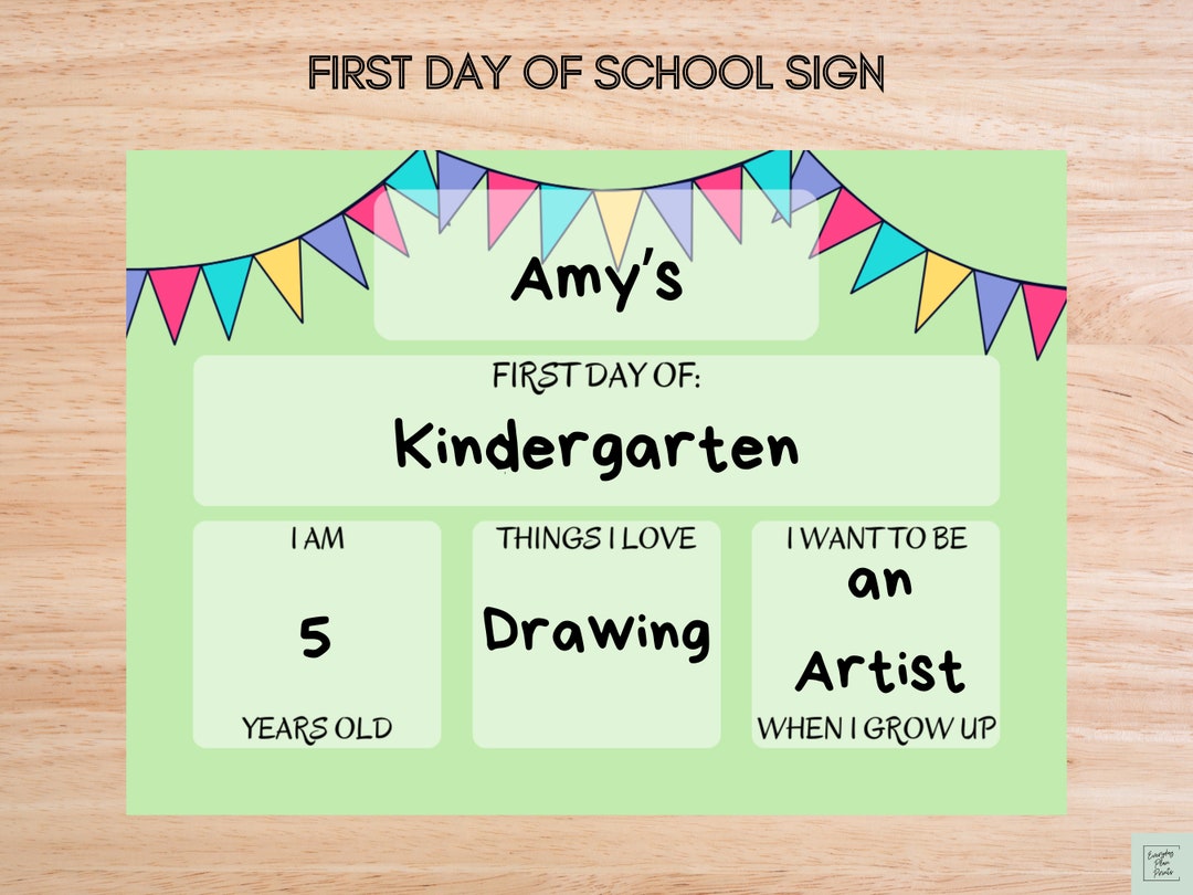 First Day of School Sign Printable - Green - Etsy