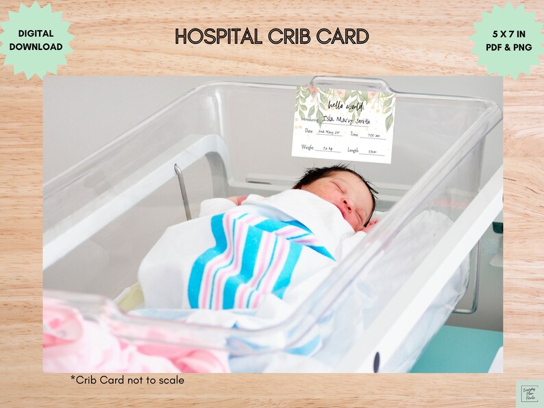 Hospital Name Sign, NICU Card Name, Name Announcement, Hospital Crib ...