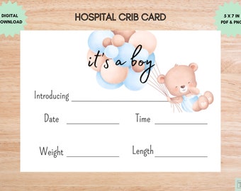 Hospital Name Sign, NICU Card Name, Name Announcement, Hospital Crib ...
