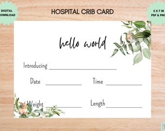 Hospital Crib Card, Baby Birth Stats, Baby Boy Name Card, NICU Name ...
