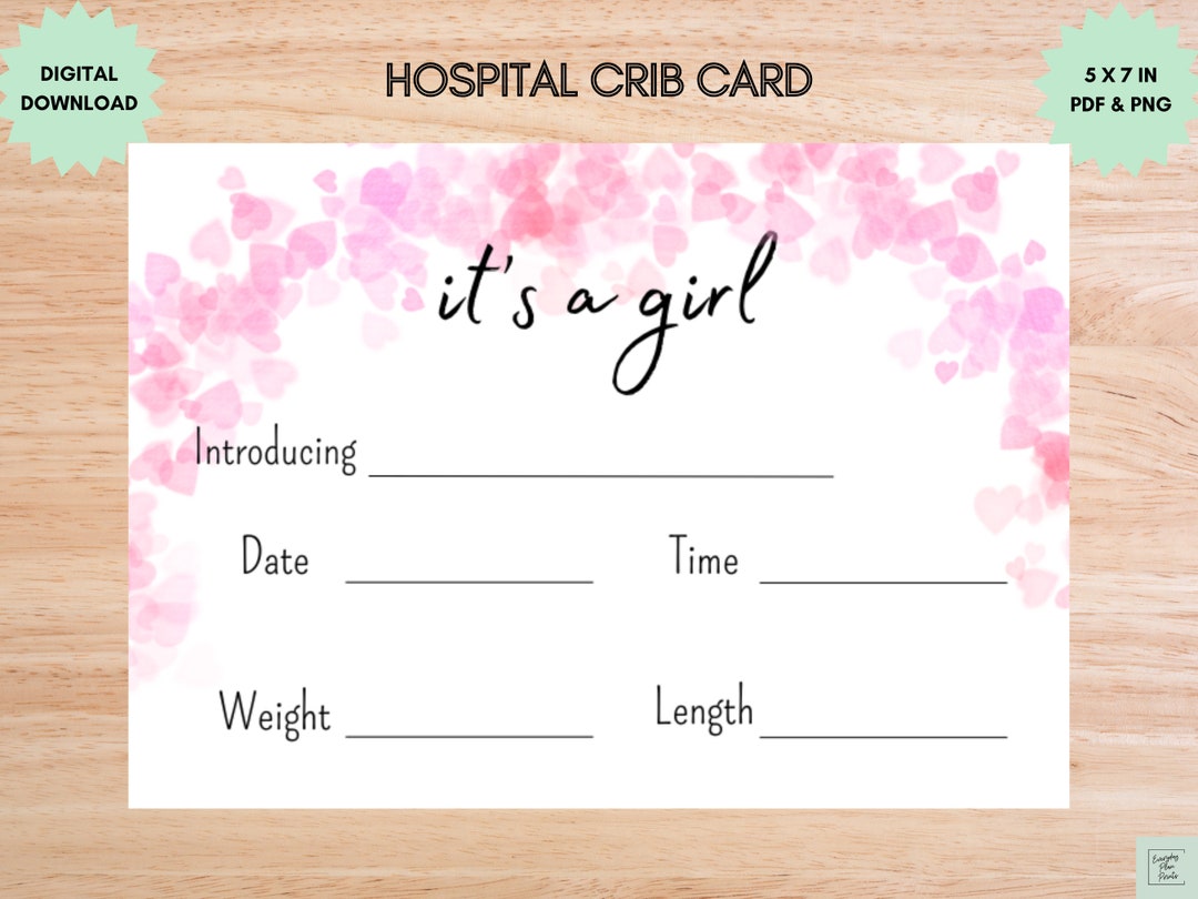 Hospital Crib Card / Baby Birth Stats / NICU Name Card / Printable Crib ...