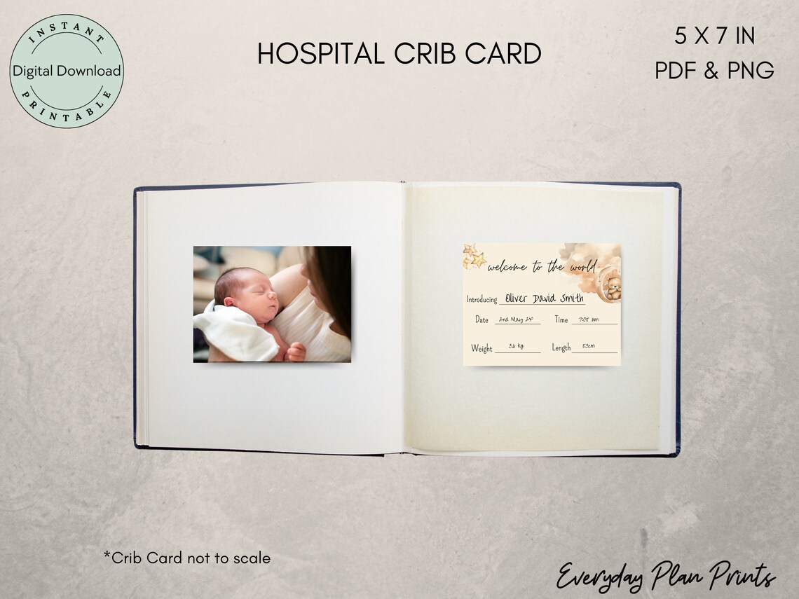 Hospital Name Sign, NICU Card Name, Name Announcement, Hospital Crib ...