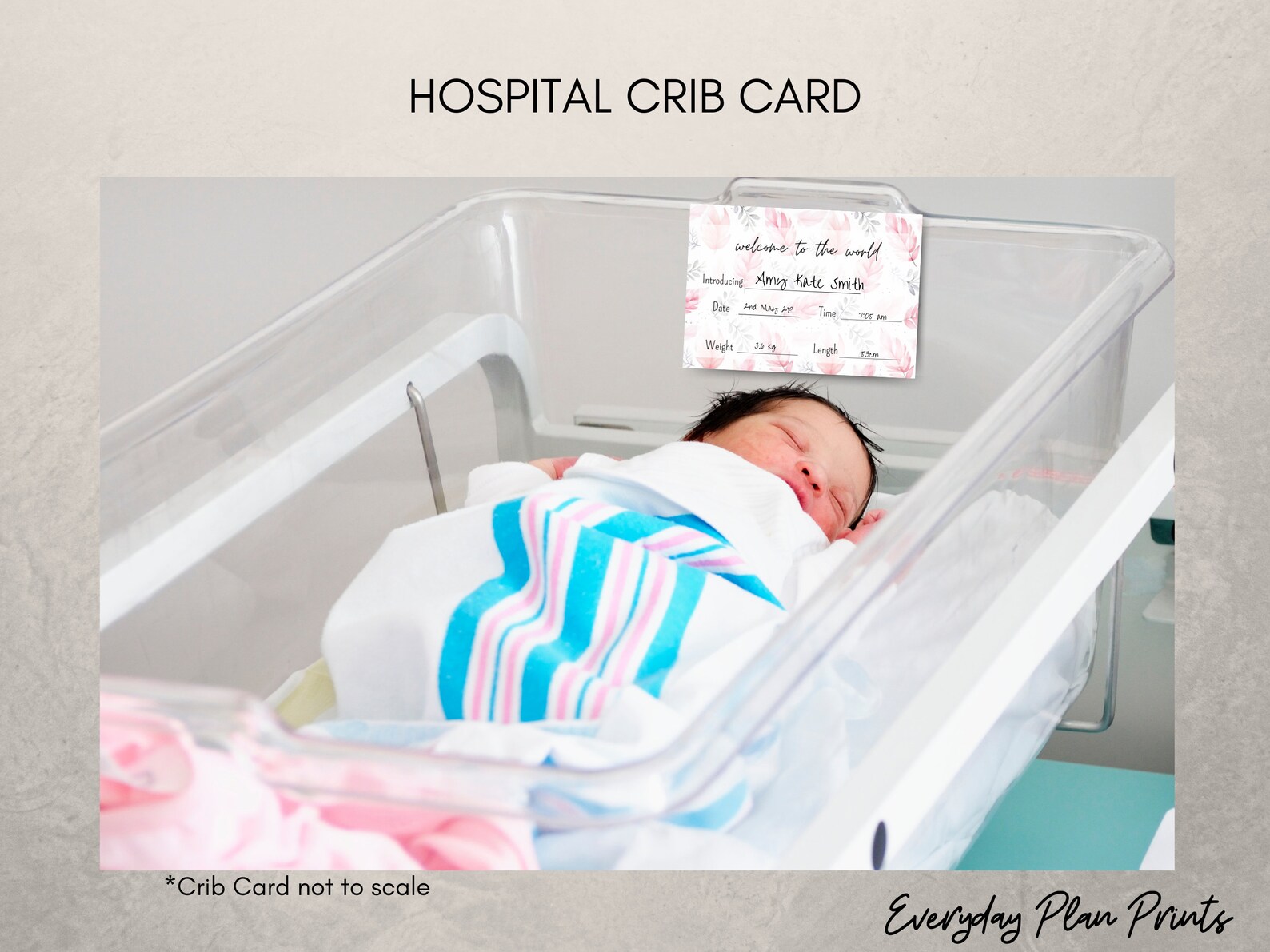 Hospital Name Sign, NICU Card Name, Name Announcement, Hospital Crib ...