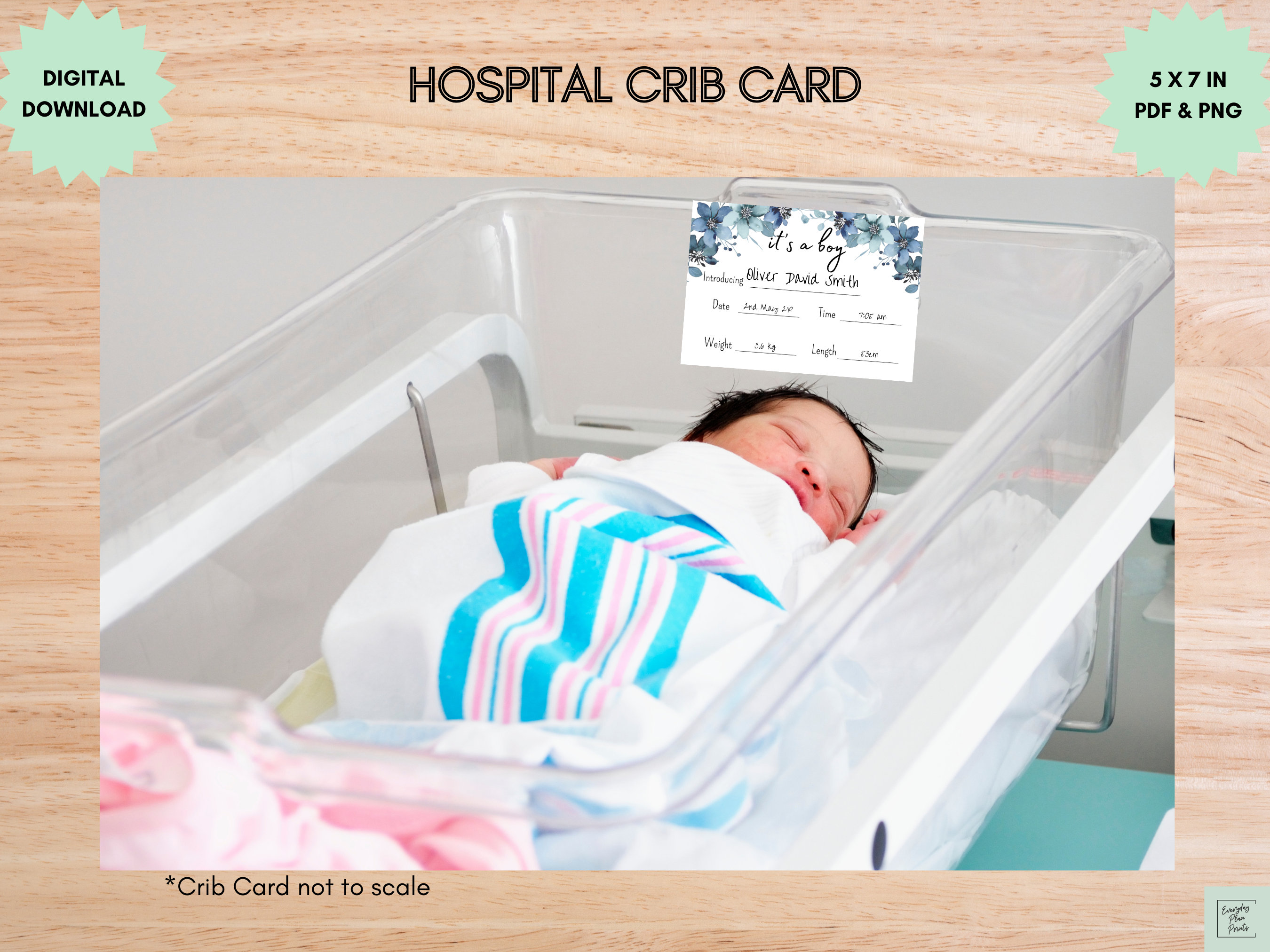 Hospital Name Sign, NICU Card Name, Name Announcement, Hospital Crib ...