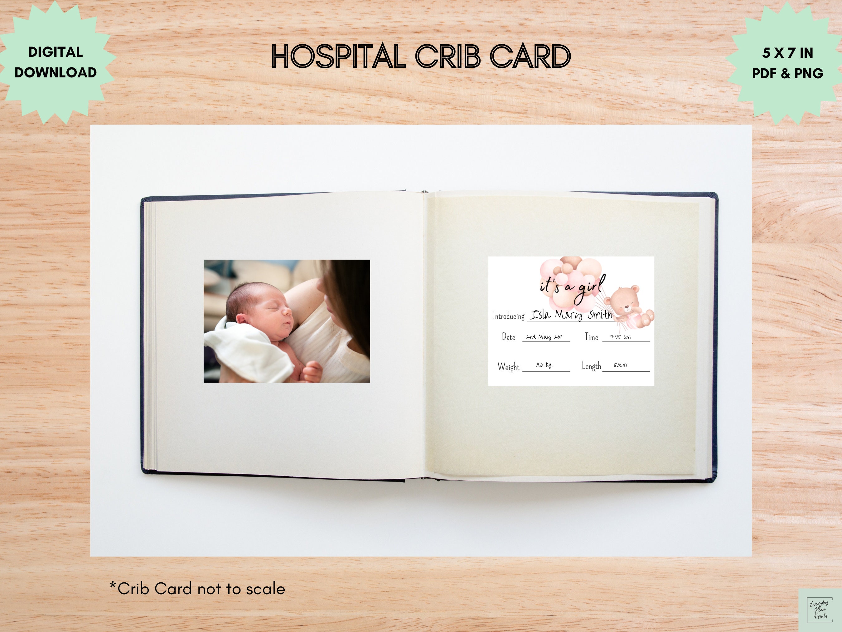 Hospital Crib Card / Baby Birth Stats / NICU Name Card / Printable Crib ...
