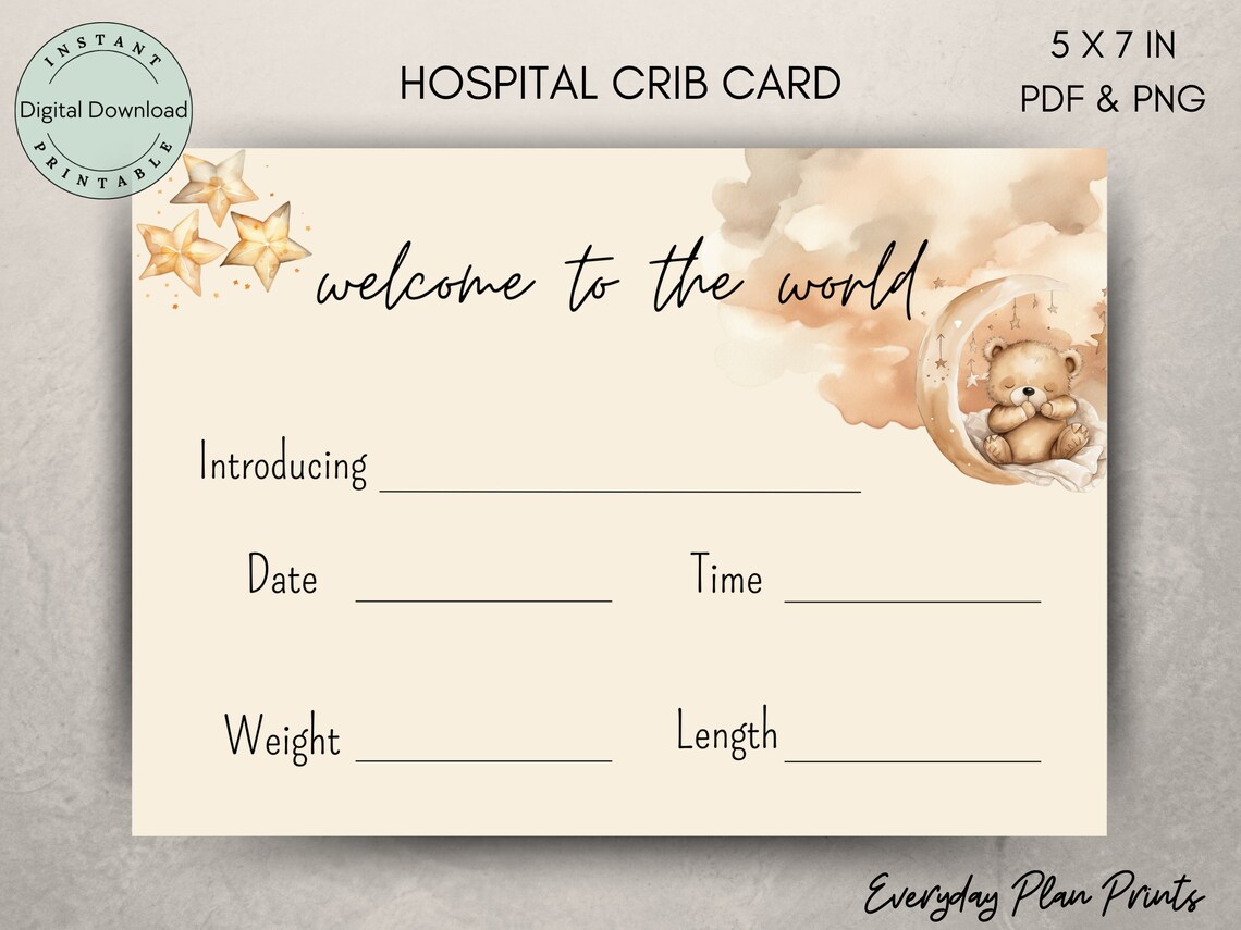 Hospital Name Sign, NICU Card Name, Name Announcement, Hospital Crib ...