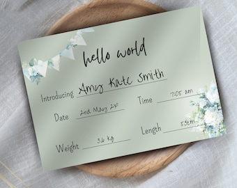 Hospital Name Sign, NICU Card Name, Name Announcement, Hospital Crib ...