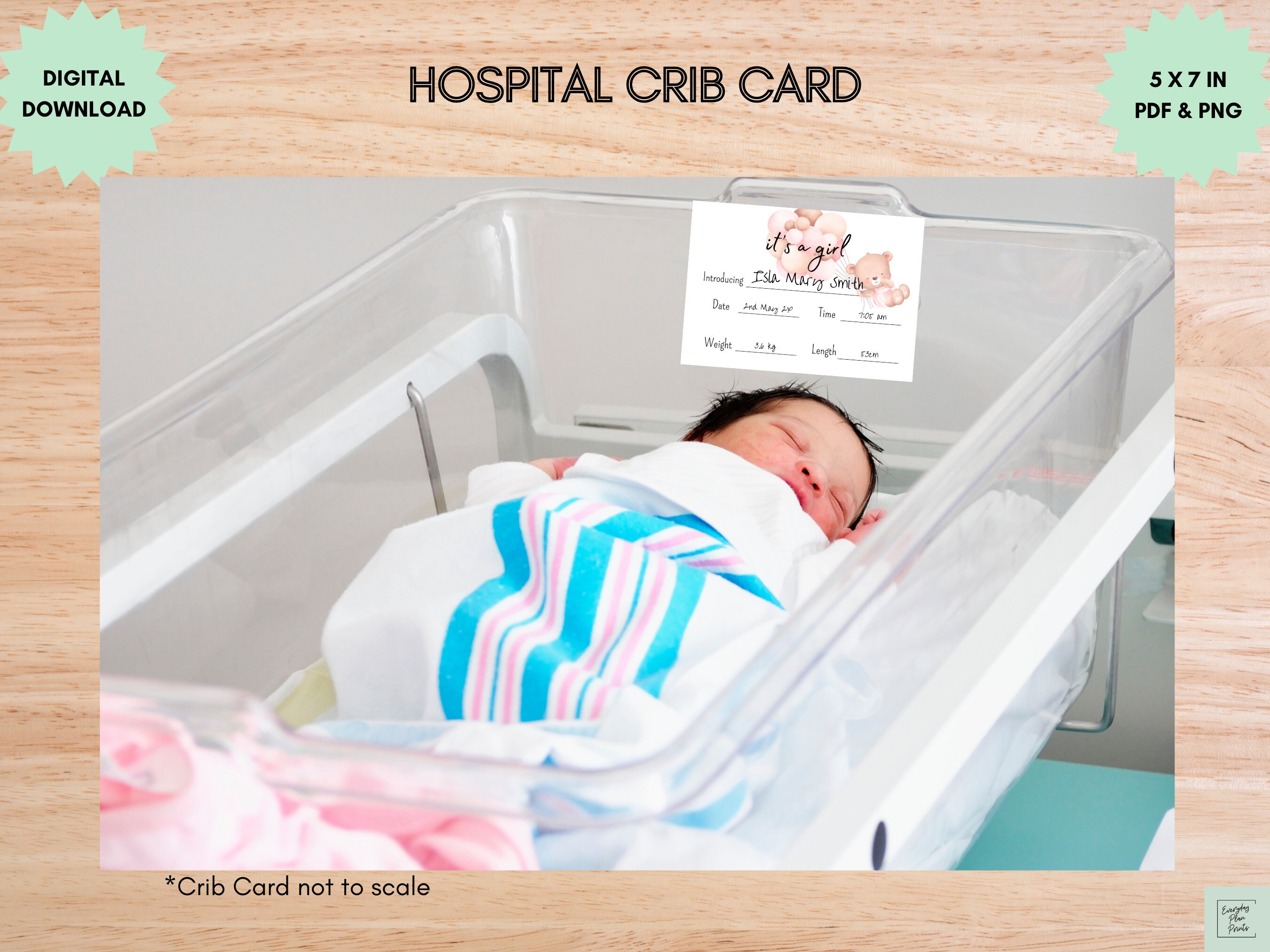 Hospital Crib Card / Baby Birth Stats / NICU Name Card / Printable Crib ...