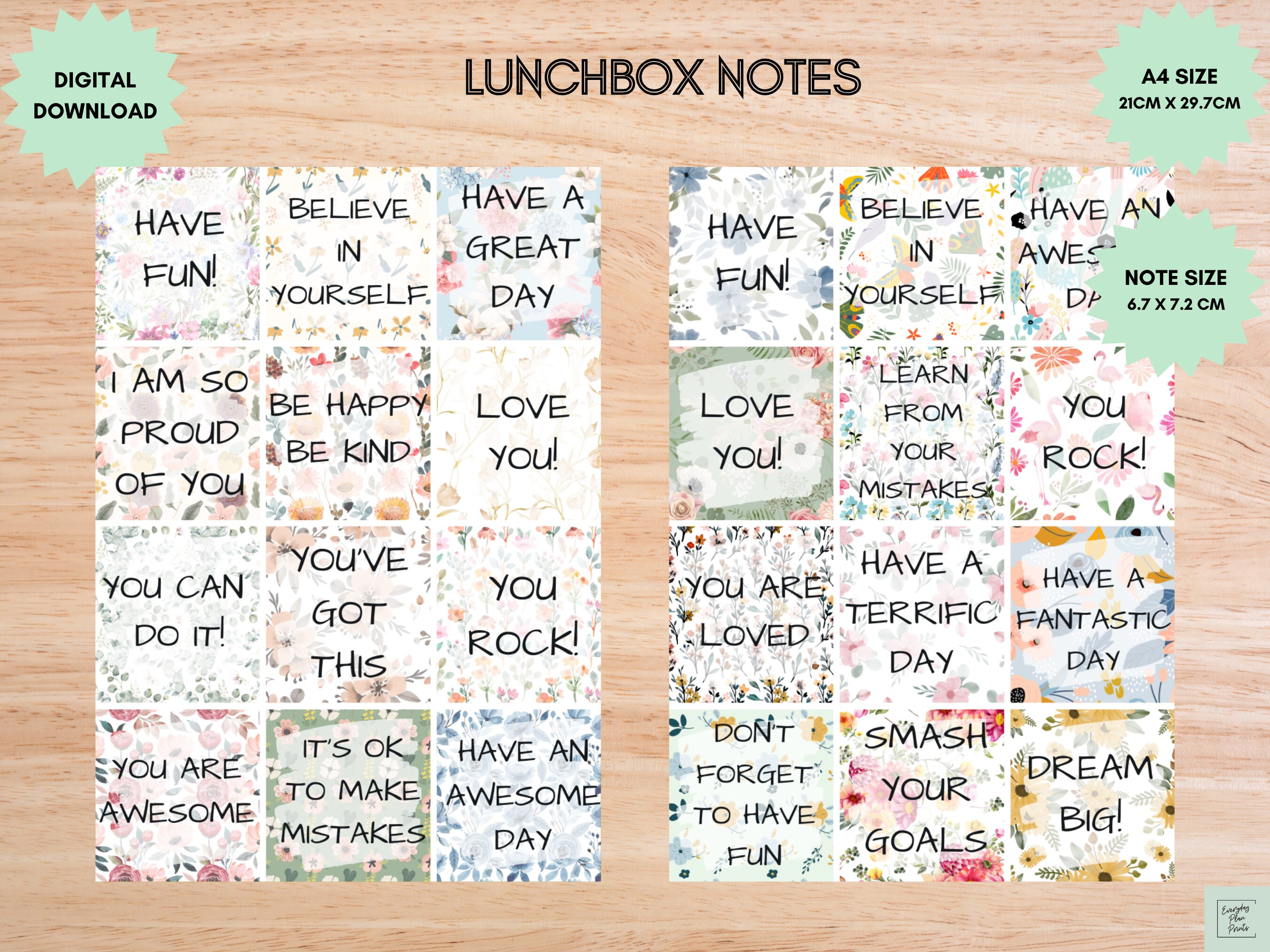 Lunchbox Notes / Lunchbox Love / Lunch Notes / Motivational Notes ...