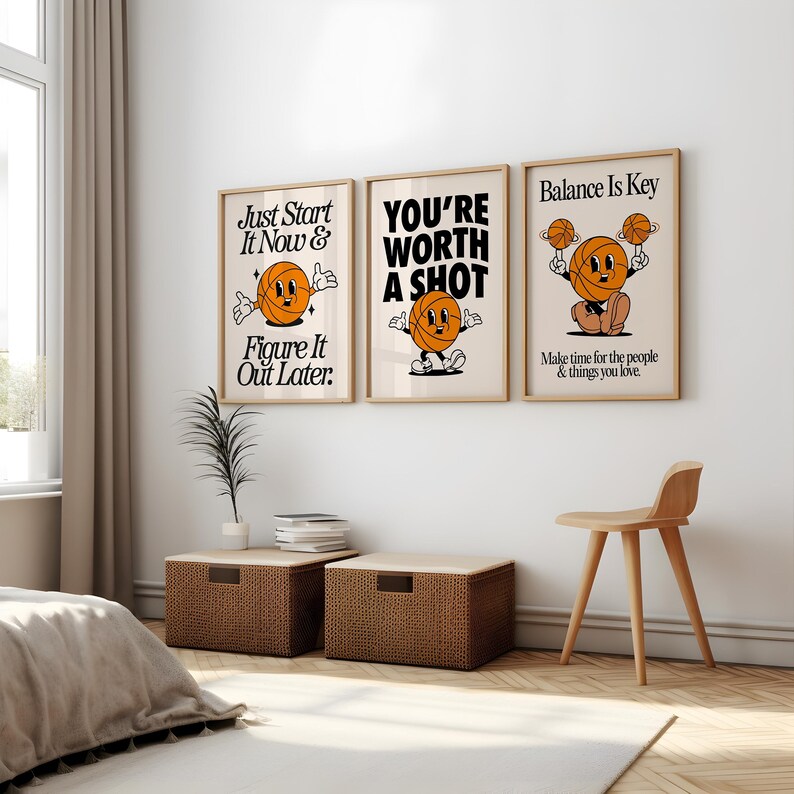 Basketball Motivation Illustration Posters / Set of 3 / Cute Quotes ...