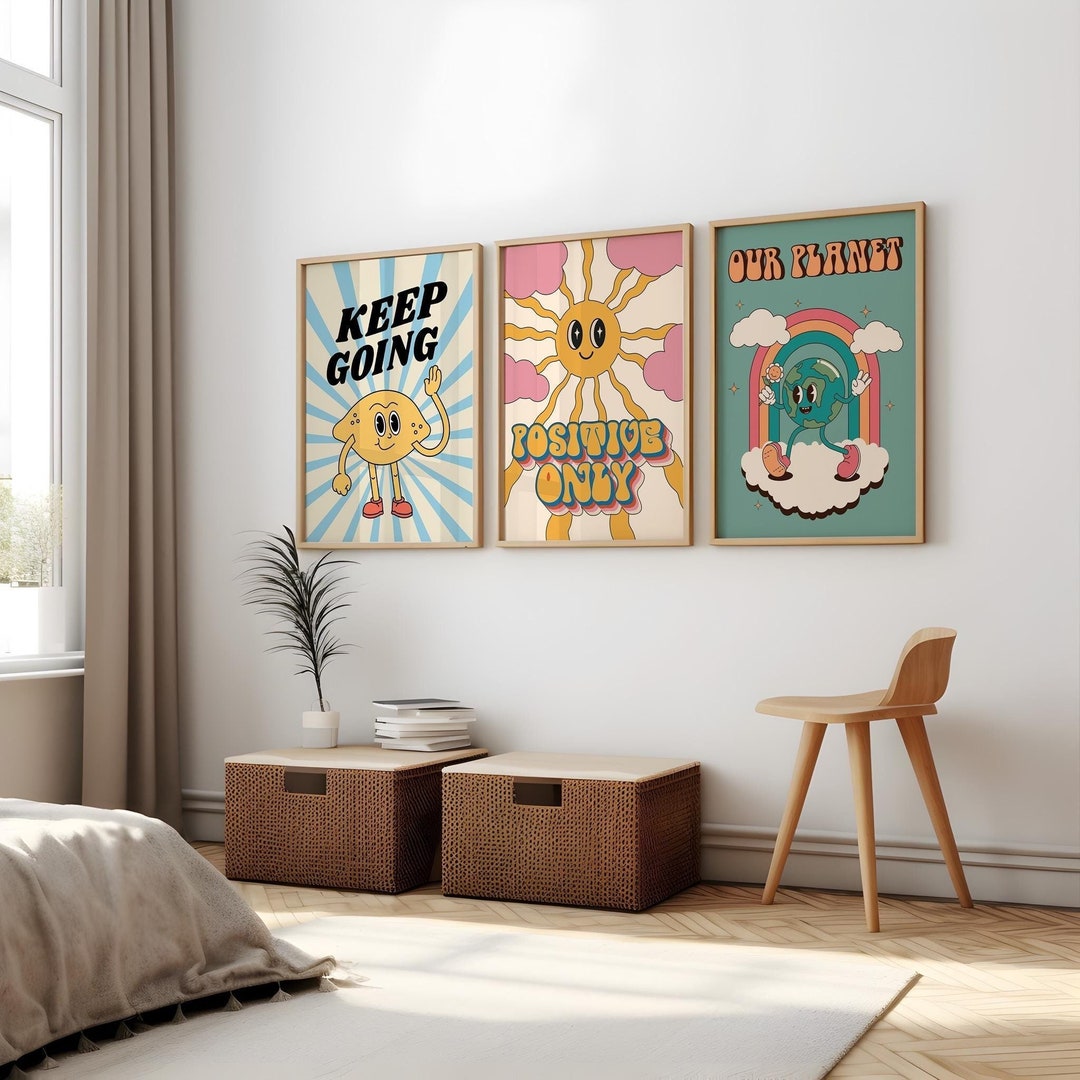 Cartoon Good Mood Posters / Set of 3 / Motivation Cute Quotes ...