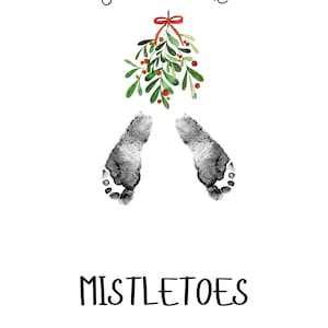 Cutest Little Mistletoes Baby Footprint Craft, Personalized Christmas ...