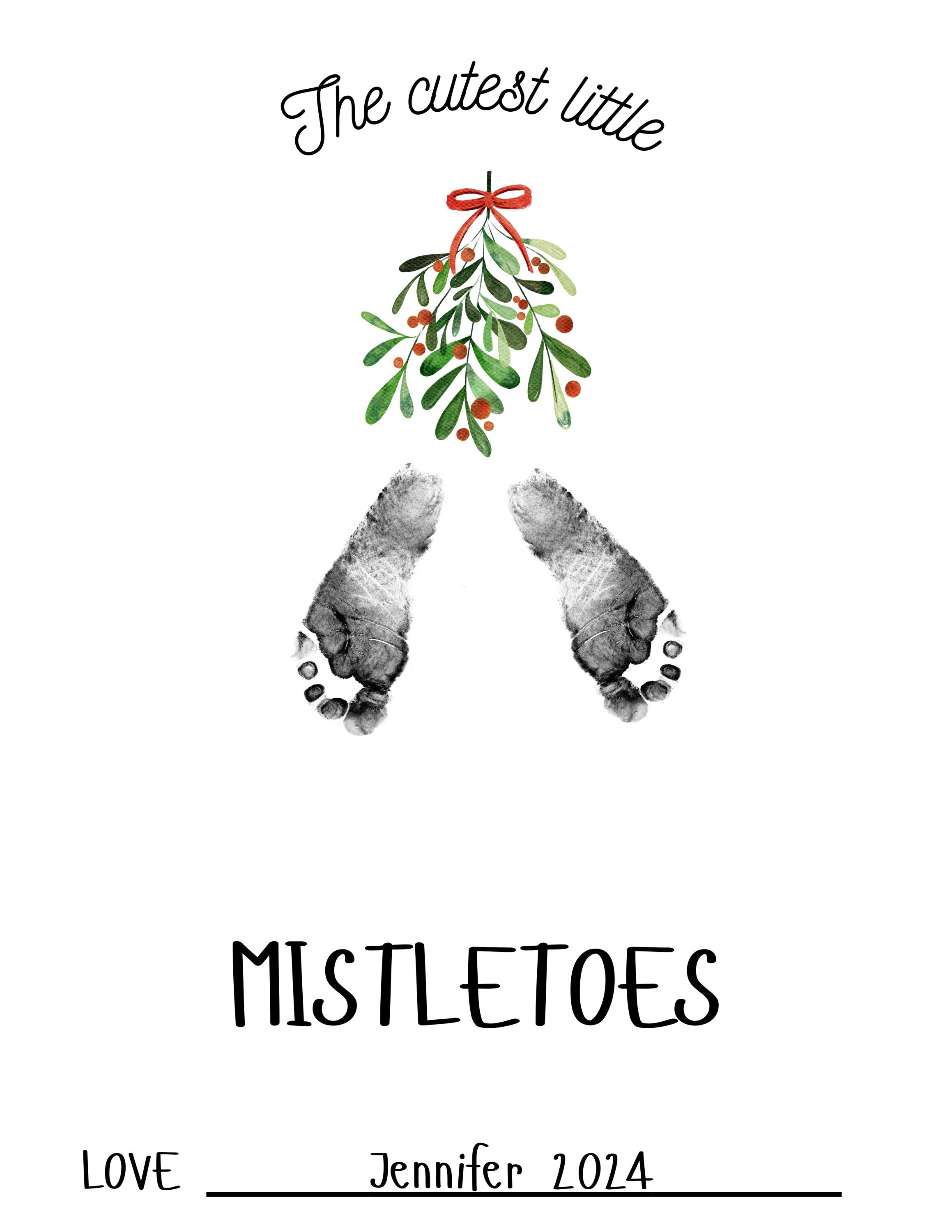 Cutest Little Mistletoes Baby Footprint Craft, Personalized Christmas ...
