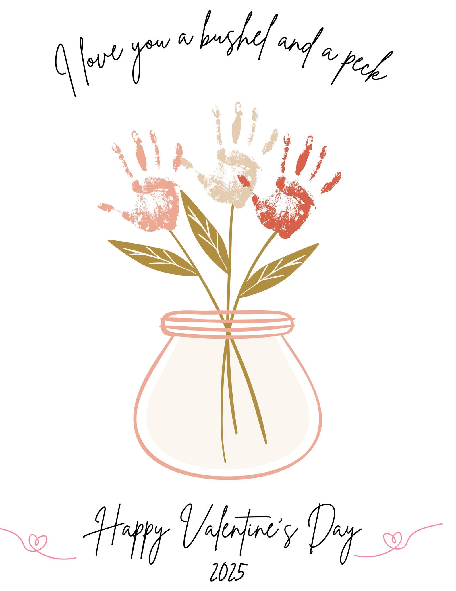 Valentine's Day I Love You a Bushel and a Peck Handprint Craft - DIY ...