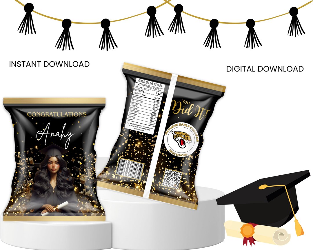 Graduation Chip Bag, Custom Chip Bag, Graduation Chip Bag, Editable ...