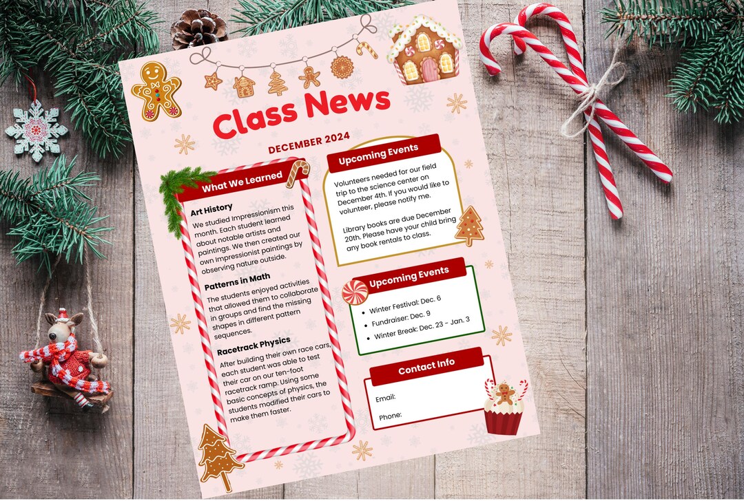 December Newsletter Template, Monthly Newsletter, Christmas Newsletter ...