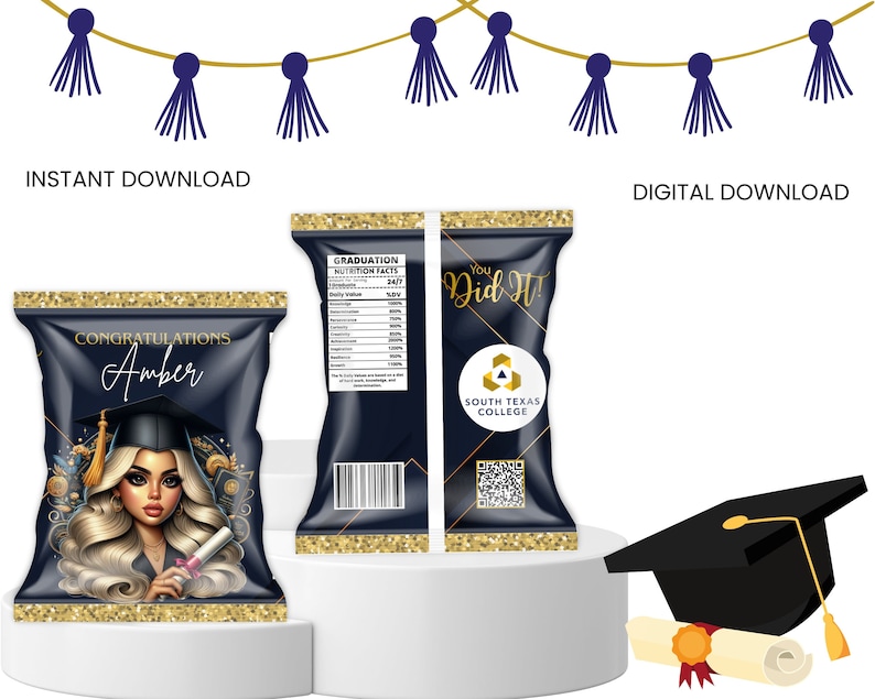 Graduation Chip Bag, Custom Chip Bag, Graduation Chip Bag, Editable ...
