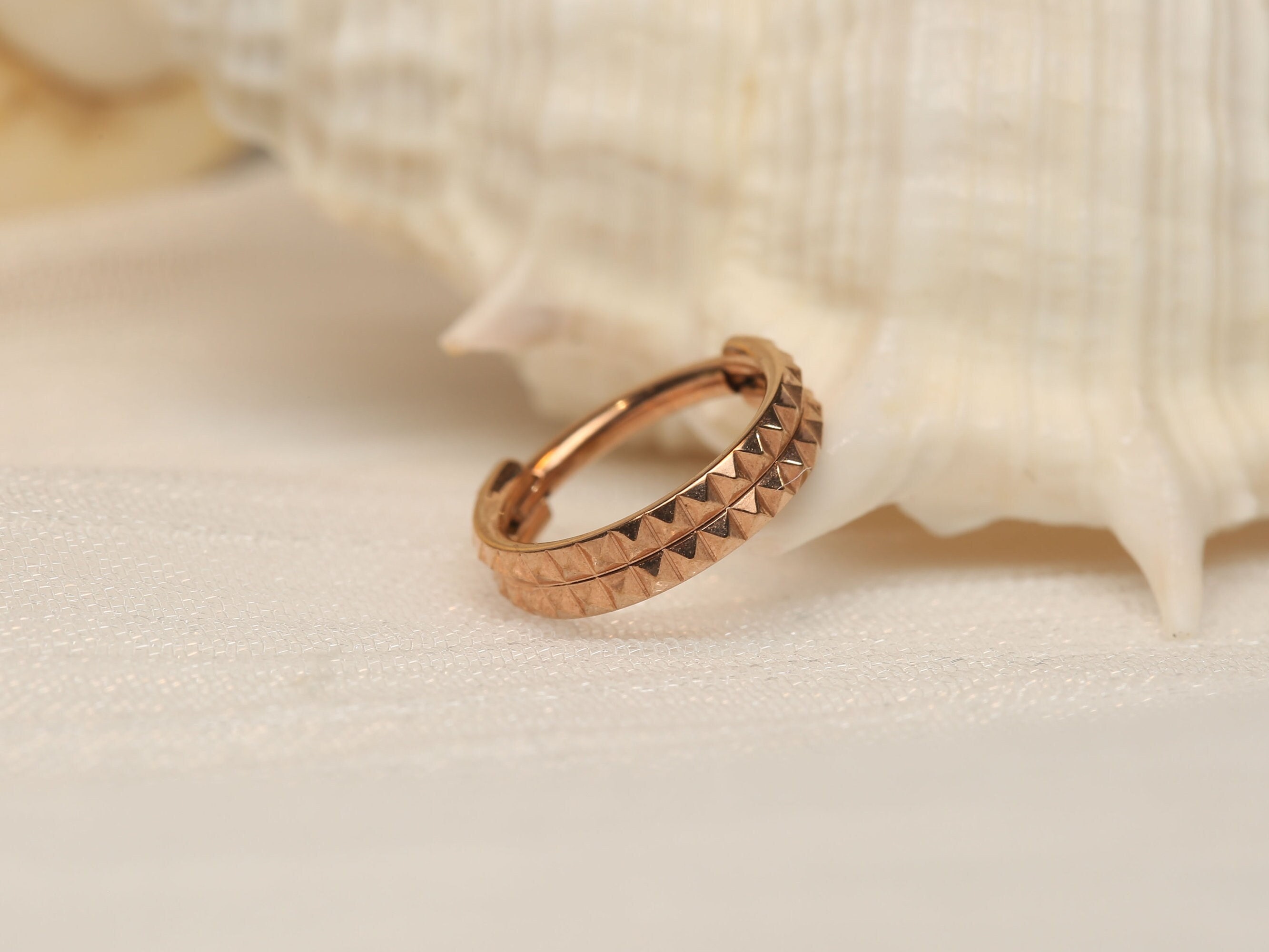 Double Layer Pyramid Nose Ring Septum Jewelry Helix Piercing Clicker ...