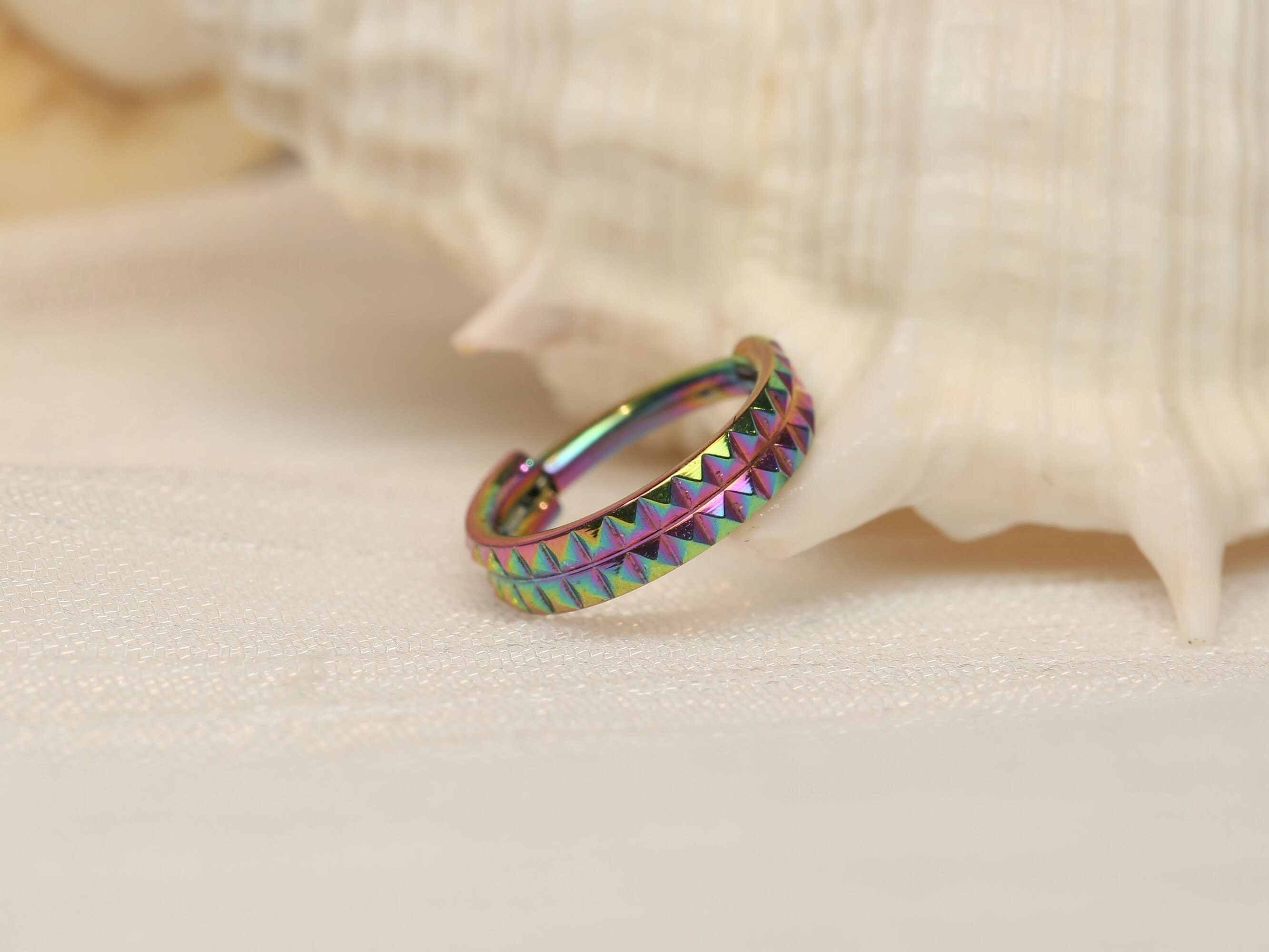 Double Layer Pyramid Nose Ring Septum Jewelry Helix Piercing Clicker ...