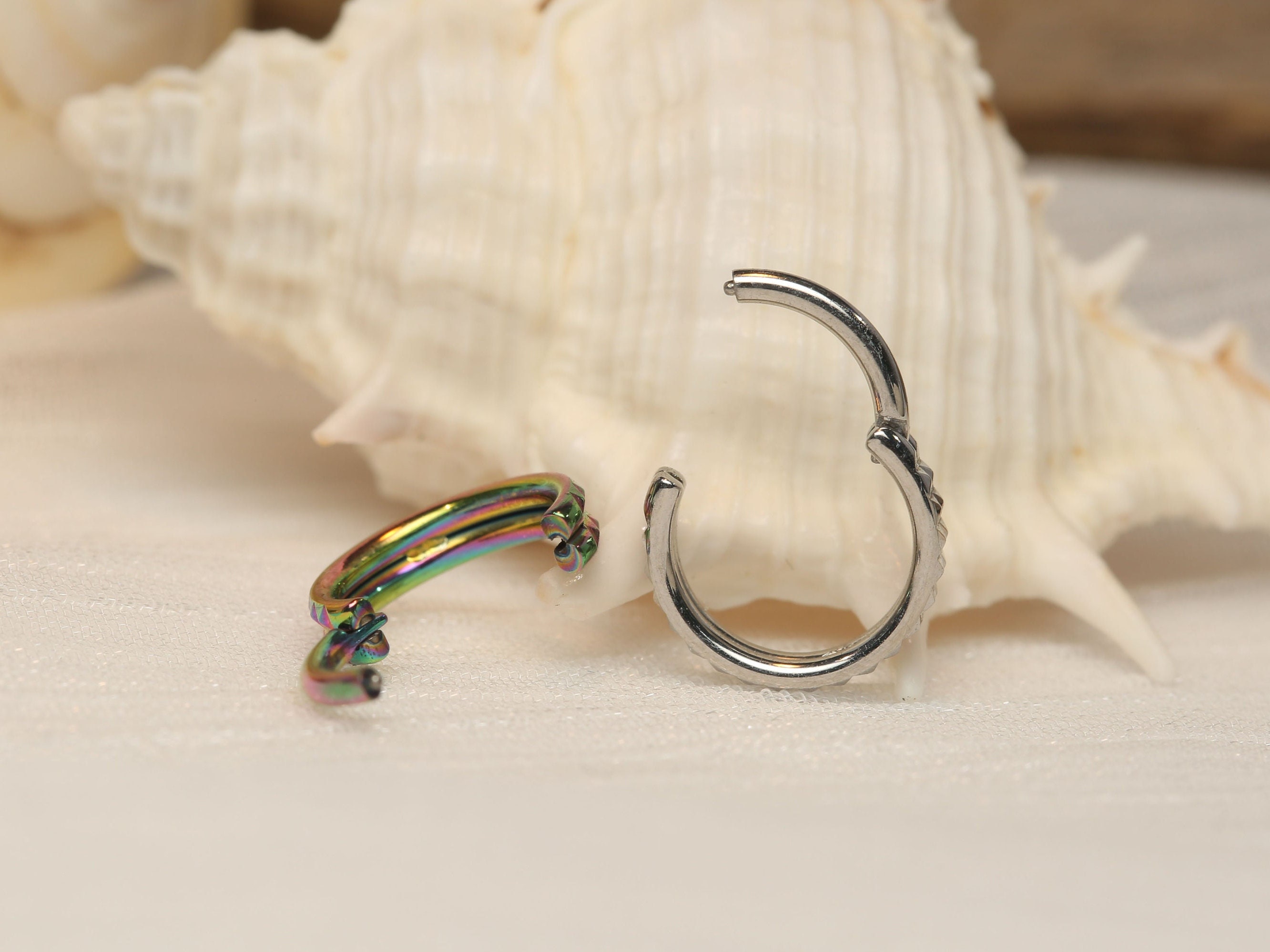 Double Layer Pyramid Nose Ring Septum Jewelry Helix Piercing Clicker ...