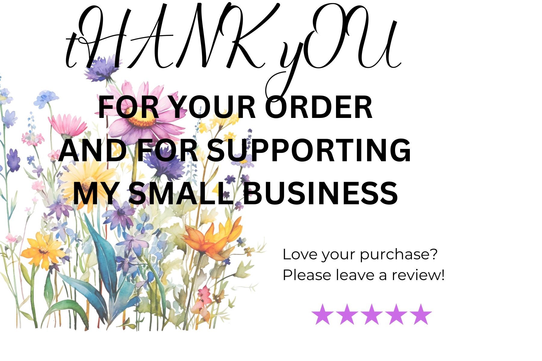 Customer Appreciation Card With Purple Watercolor Wildflowers Template ...