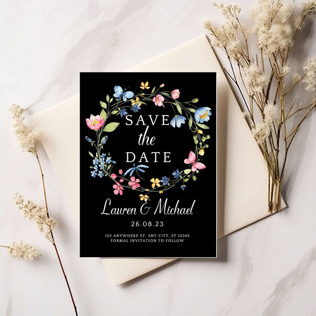 Summer Wedding Wildflower Save the Date Printed and Shipped, Printed ...