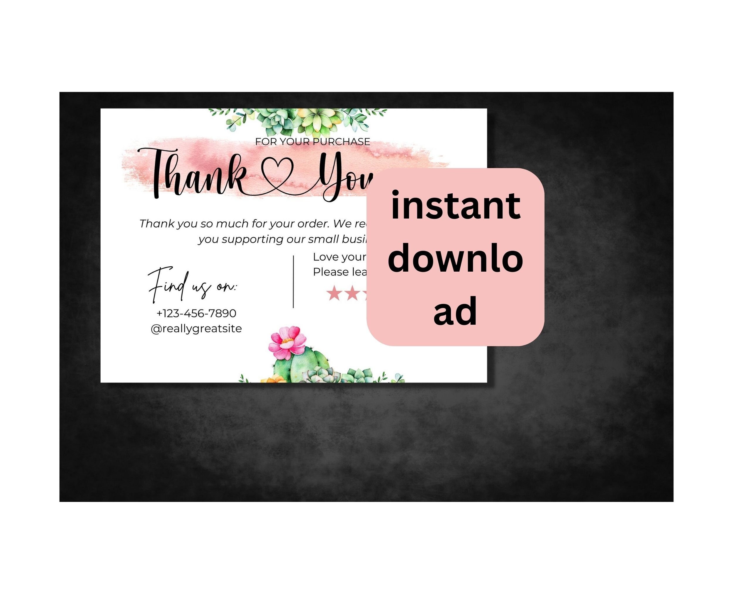 Watercolor Cactus and Succulent Thank You Cardtemplate Digital Thank ...