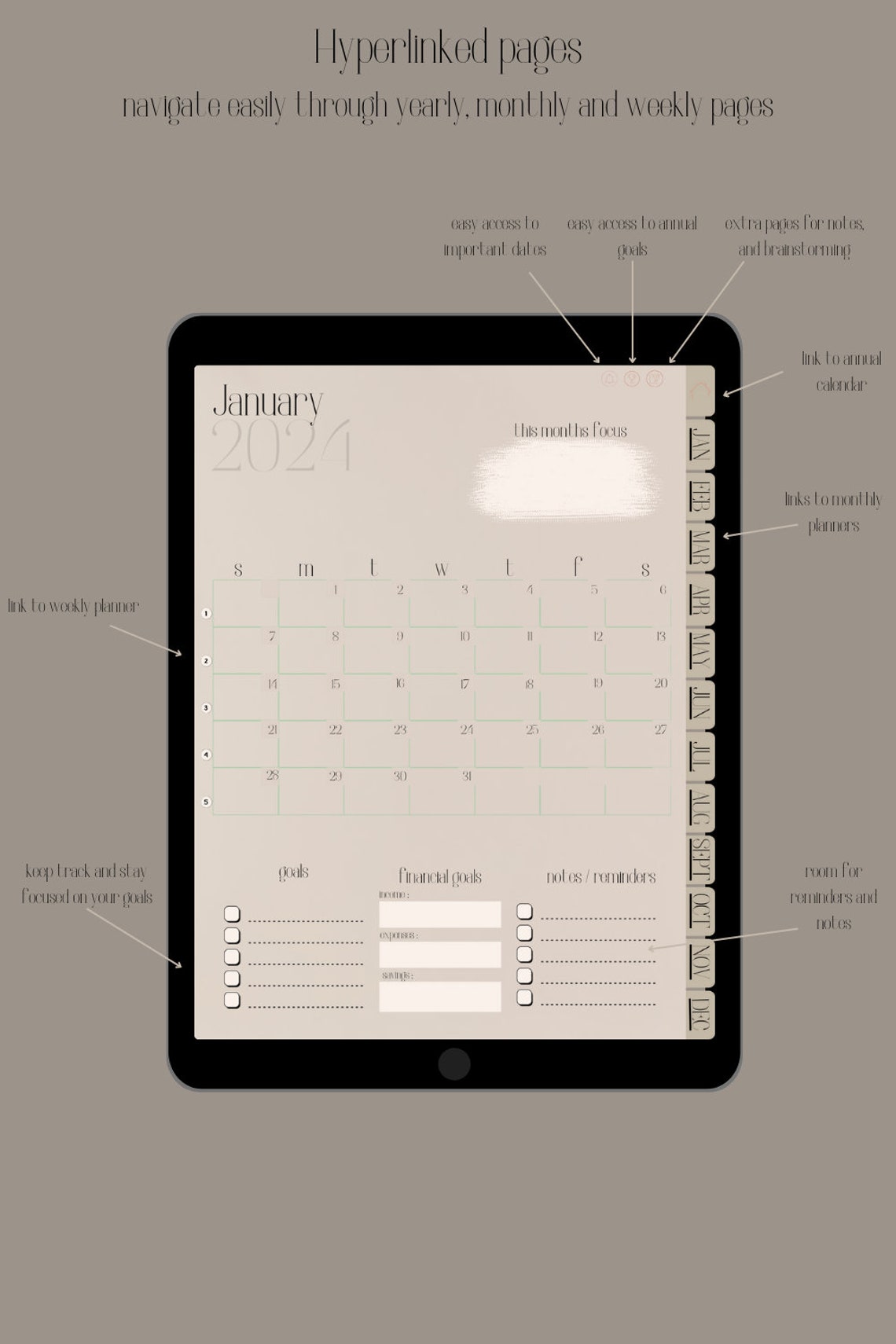 Digital Planner | Yearly Planner | Monthly Planner | Weekly Planner ...