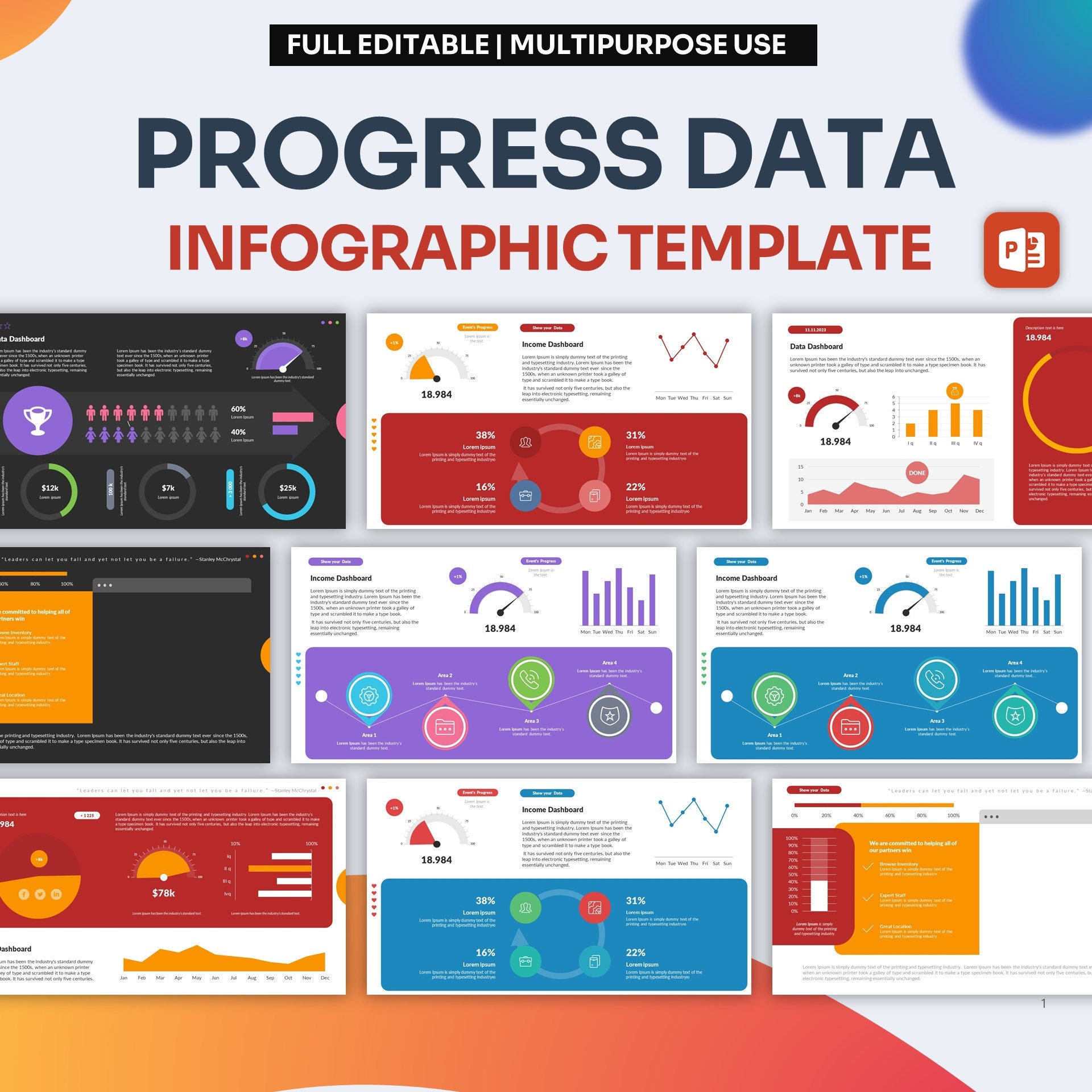 Progress Data Infographic Powerpoint Template | Best Powerpoint ...
