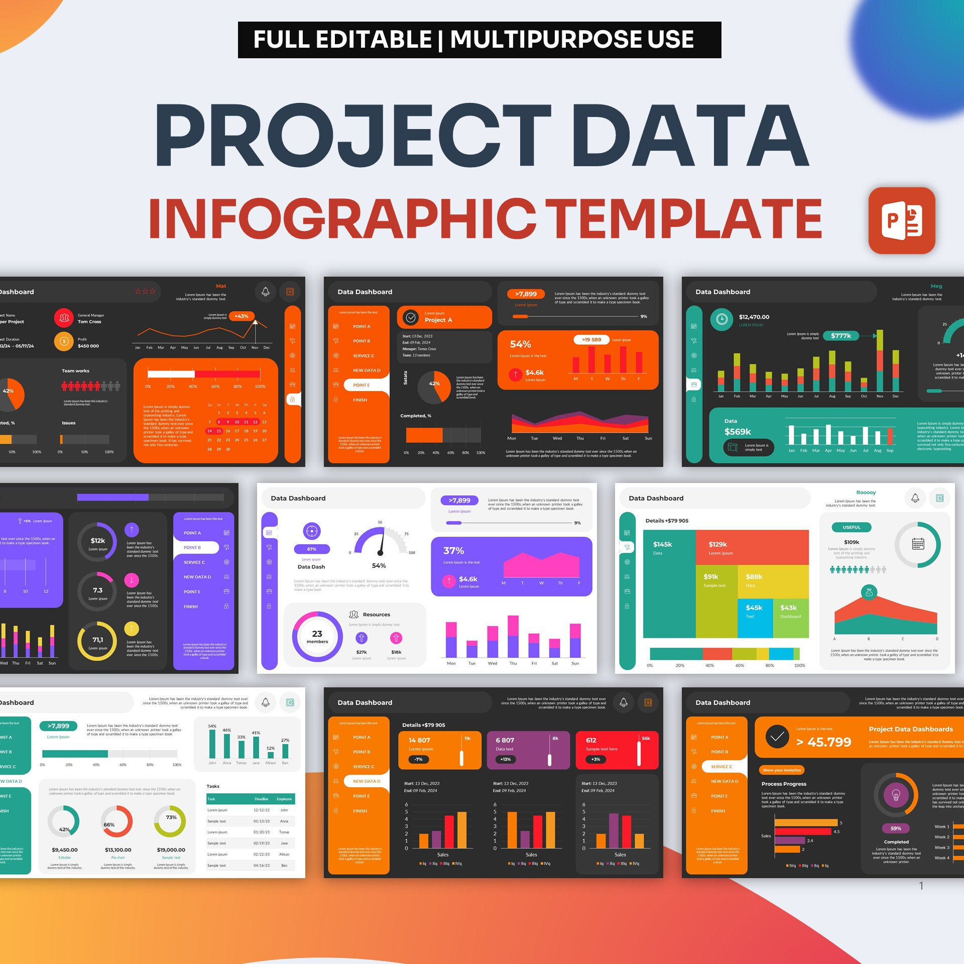 Project Data Infographic Powerpoint Template | Best Powerpoint Template ...