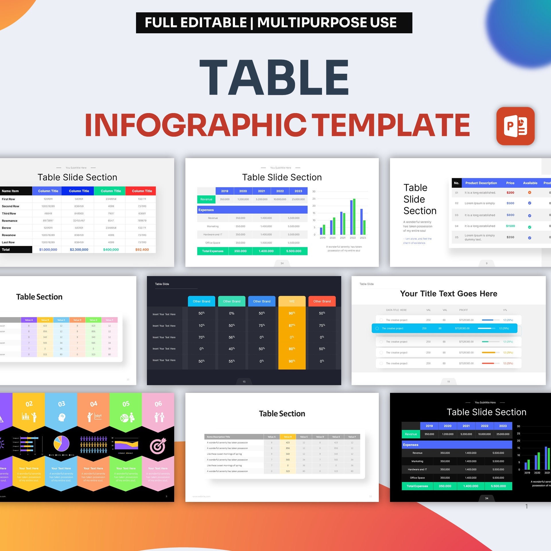 Table Infographic Powerpoint Template | Best Powerpoint Template, Easy ...