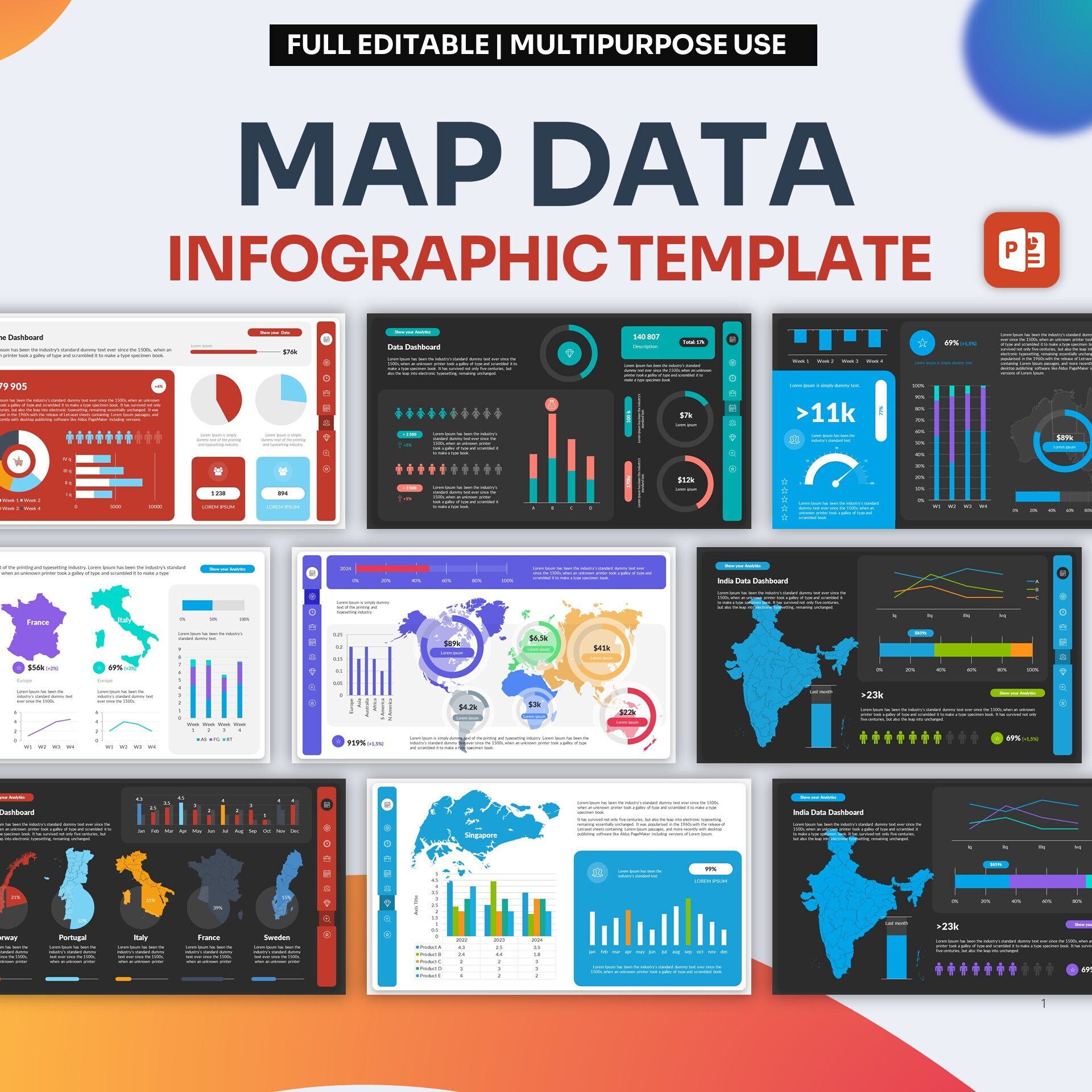 Map Data Infographic Powerpoint Template Best Powerpoint Template, Easy ...