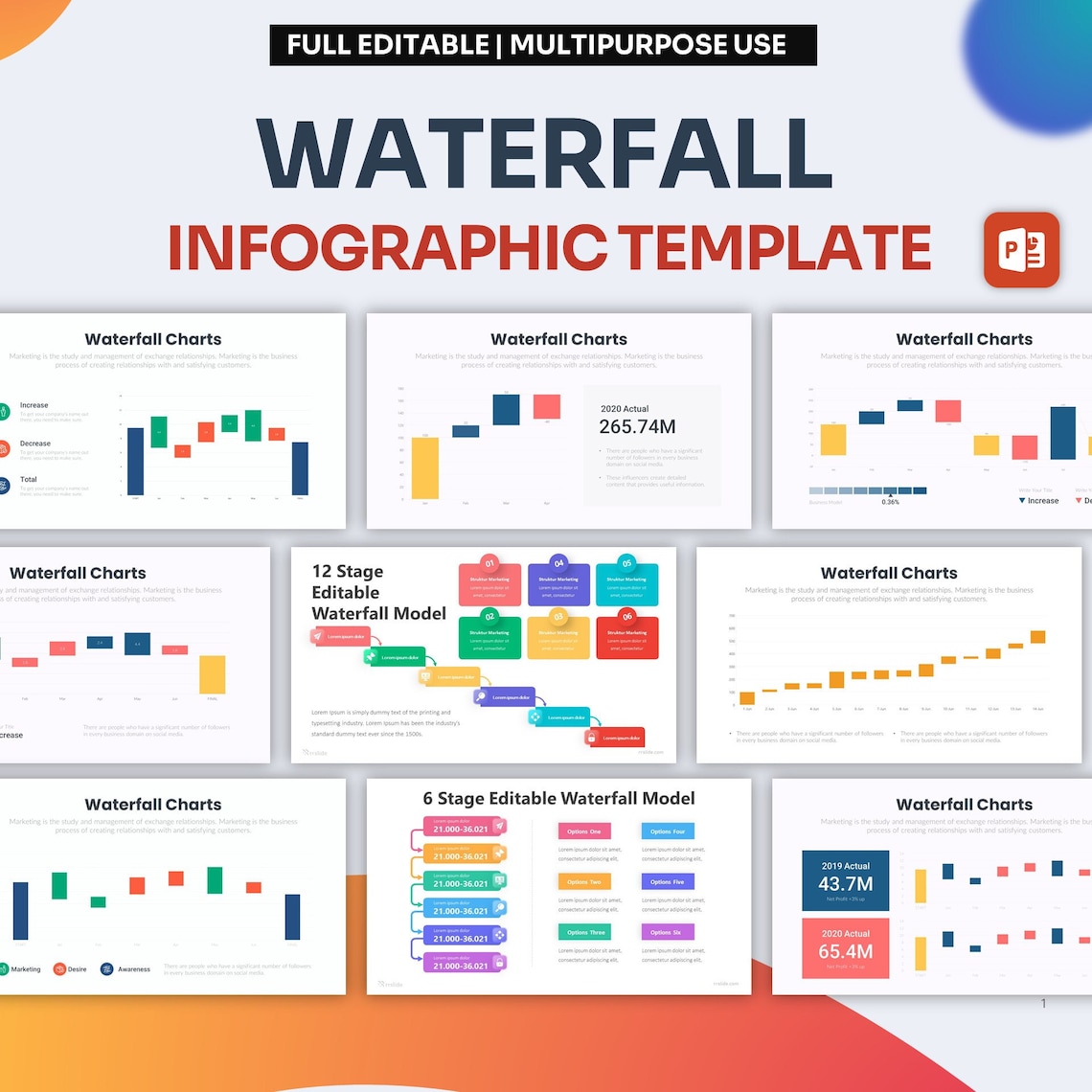 Waterfall Infographic Powerpoint Template | Best Powerpoint Template ...