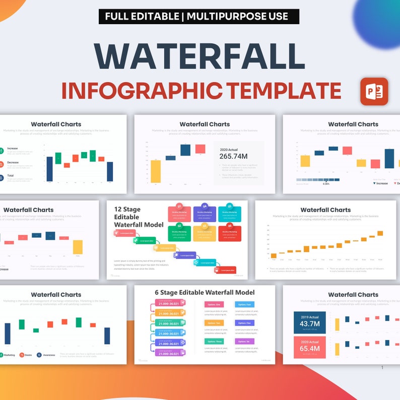 Waterfall Infographic Powerpoint Template | Best Powerpoint Template ...