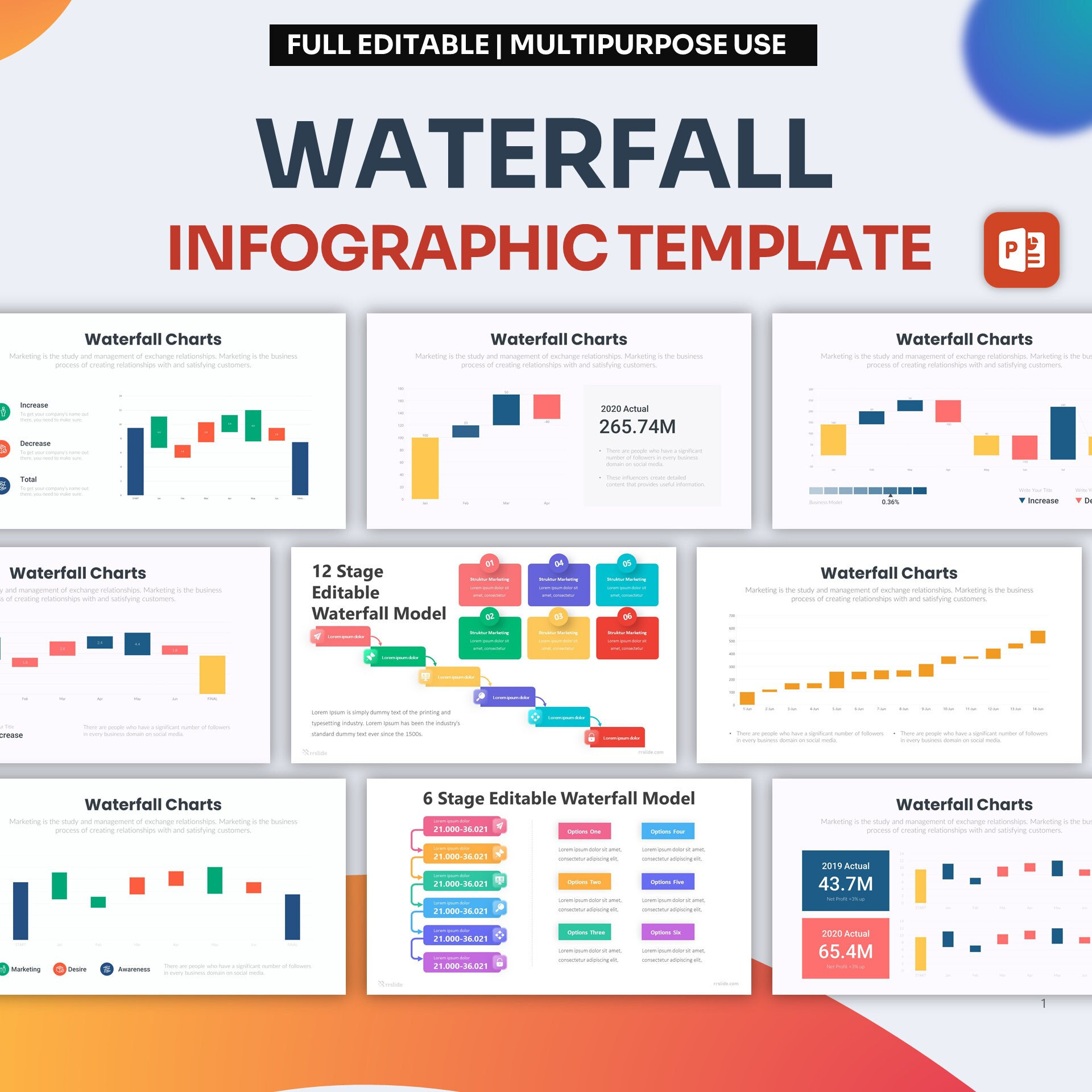Waterfall Infographic Powerpoint Template | Best Powerpoint Template ...